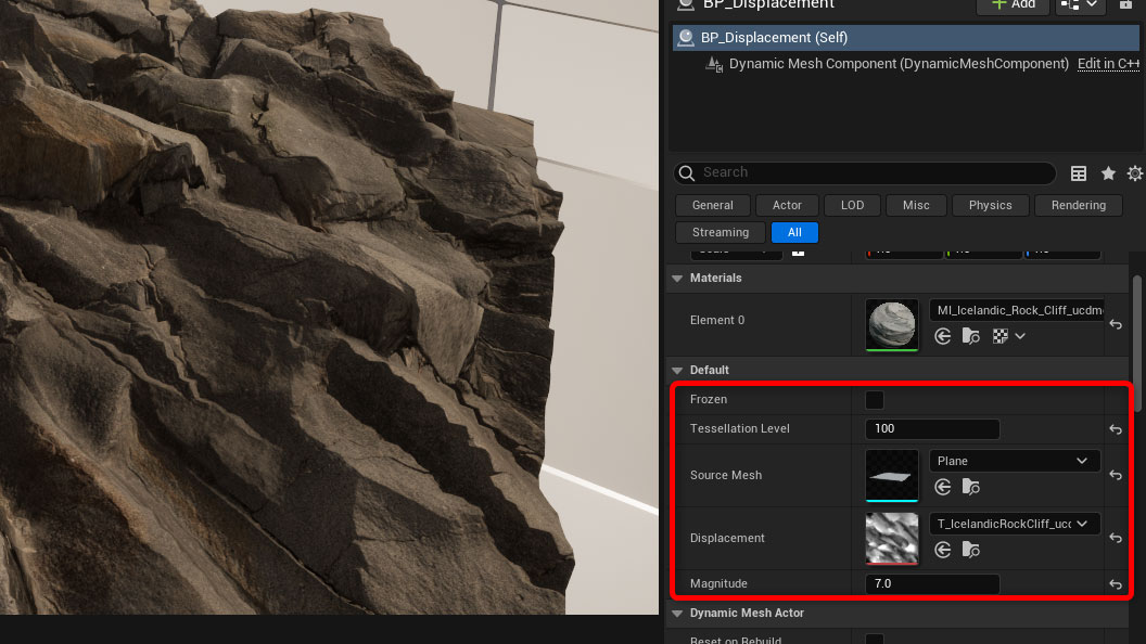 UE5 で Displacement(Height) mapを使う | メタタイムCG